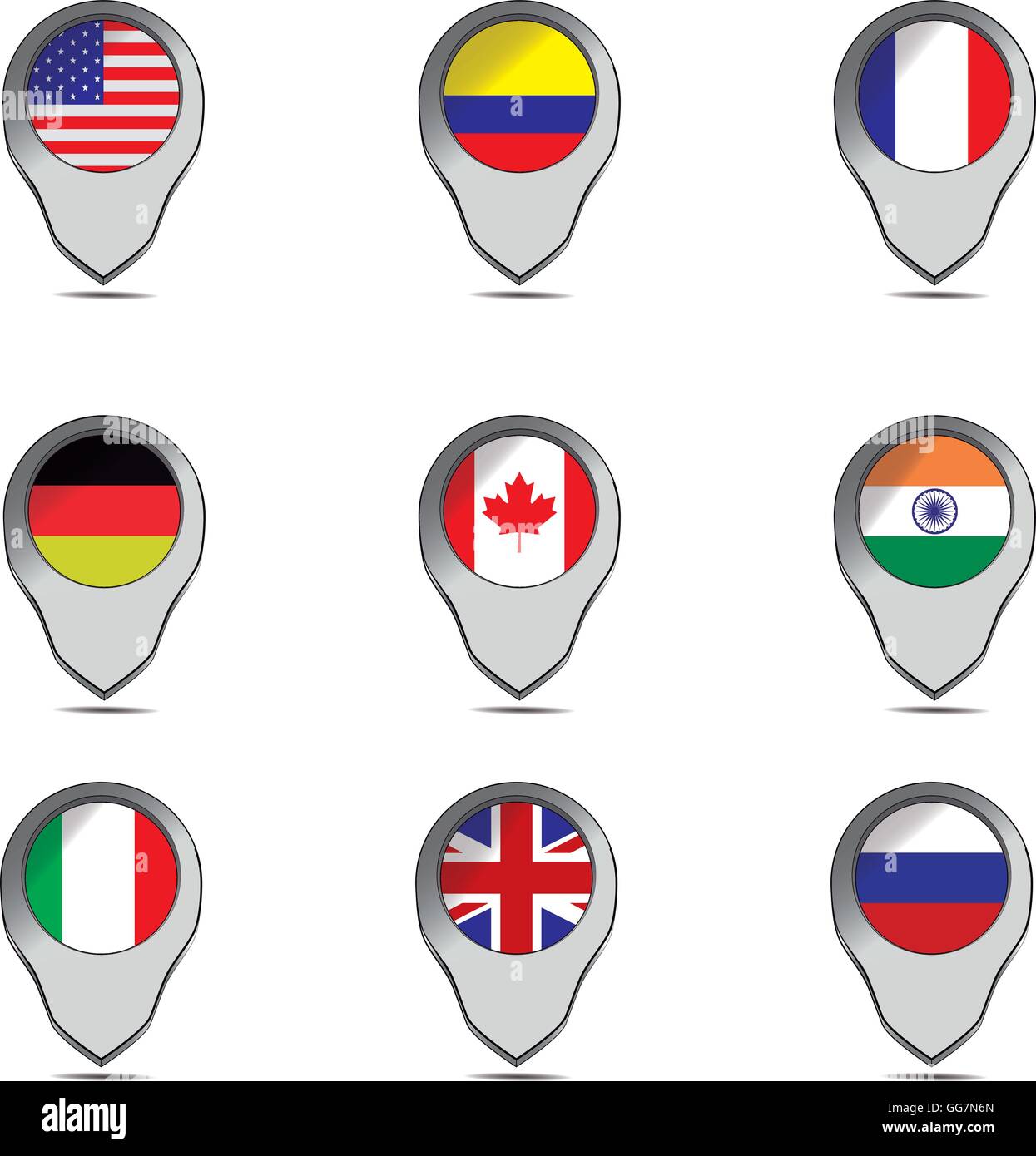 a set of pins with some flags inside them Stock Vector Image & Art - Alamy