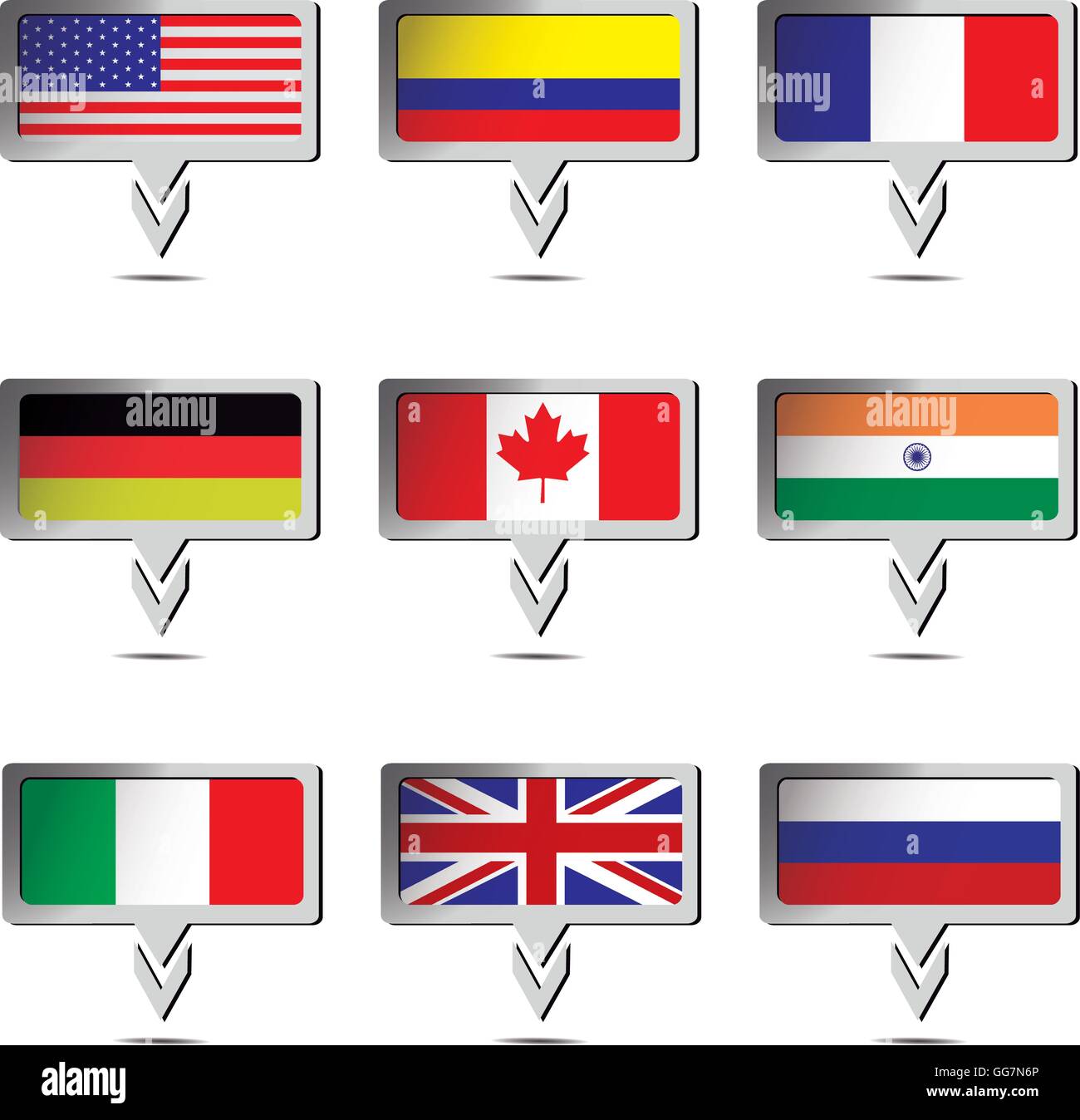 Set pins flags inside Stock Vector Images - Alamy