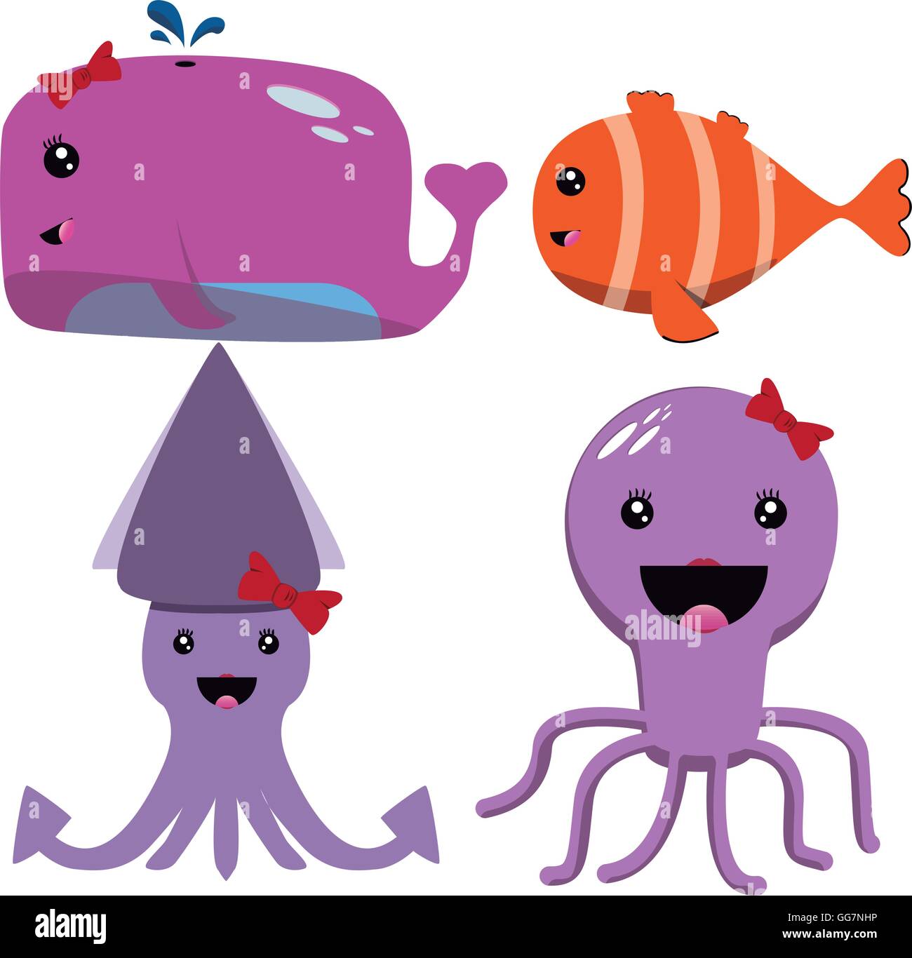 a set of happy animals on a white background Stock Vector Image & Art ...