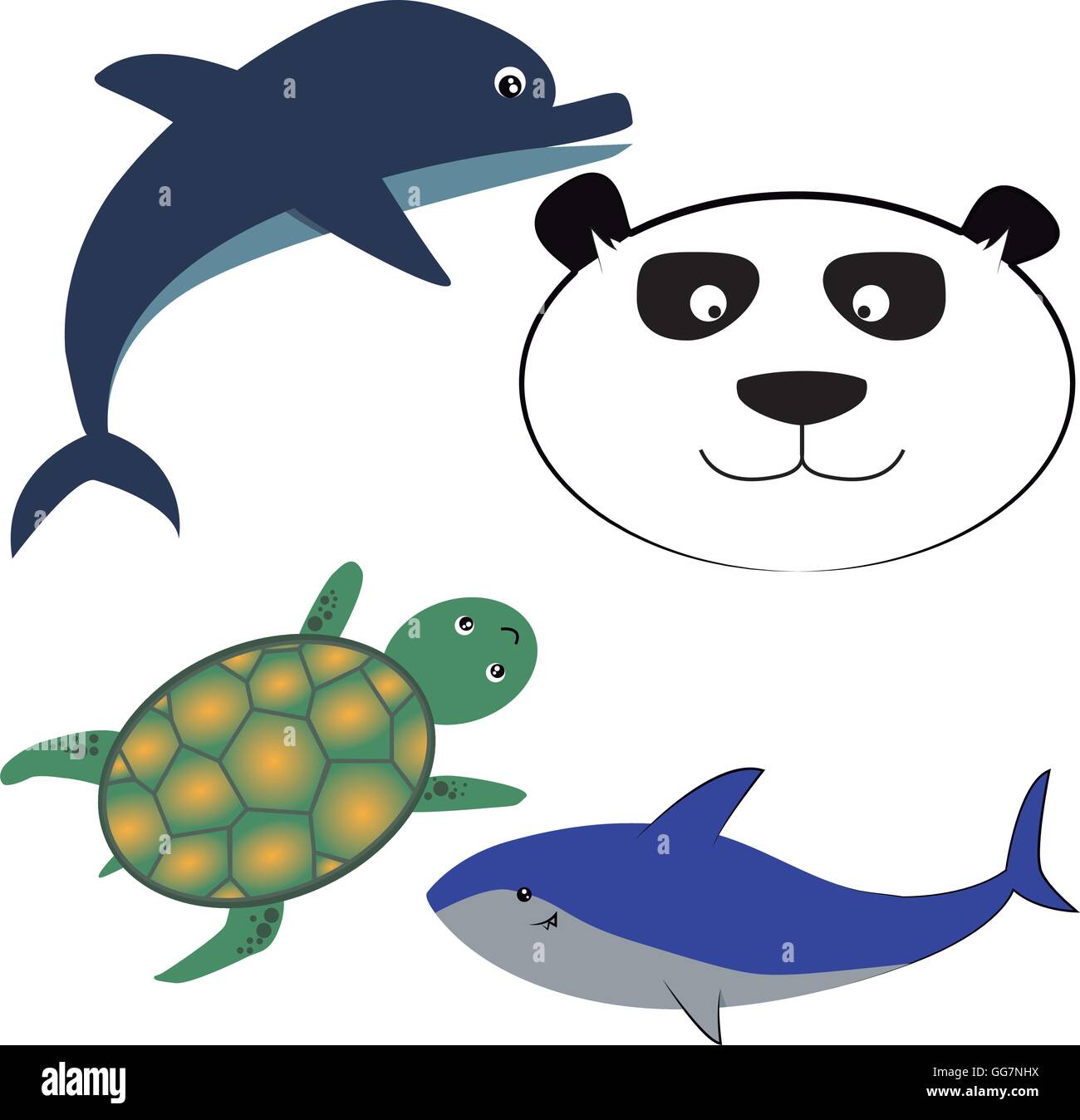 a set of four happy animals on a white background Stock Vector Image ...