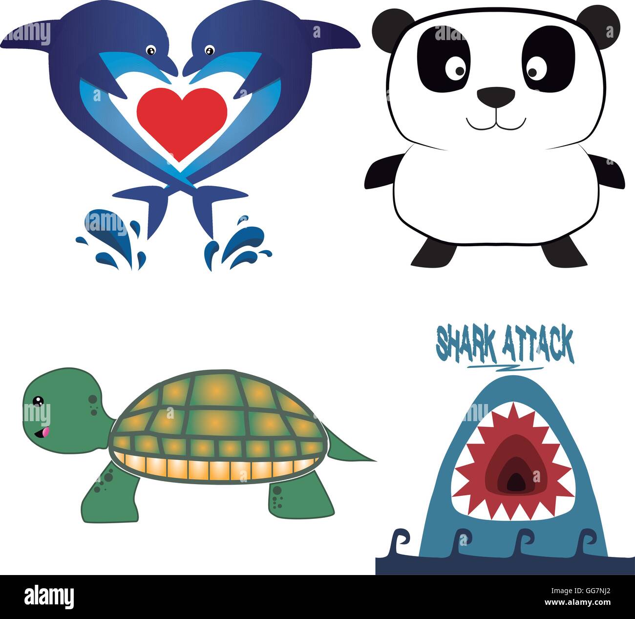 a set of four animals on a white background Stock Vector Image & Art ...