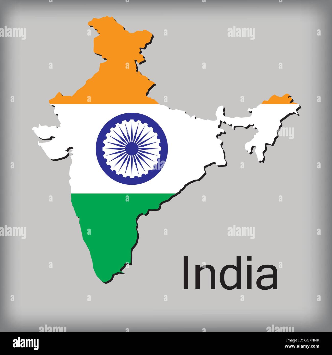 an isolated map of india with its flag and text Stock Vector Image ...