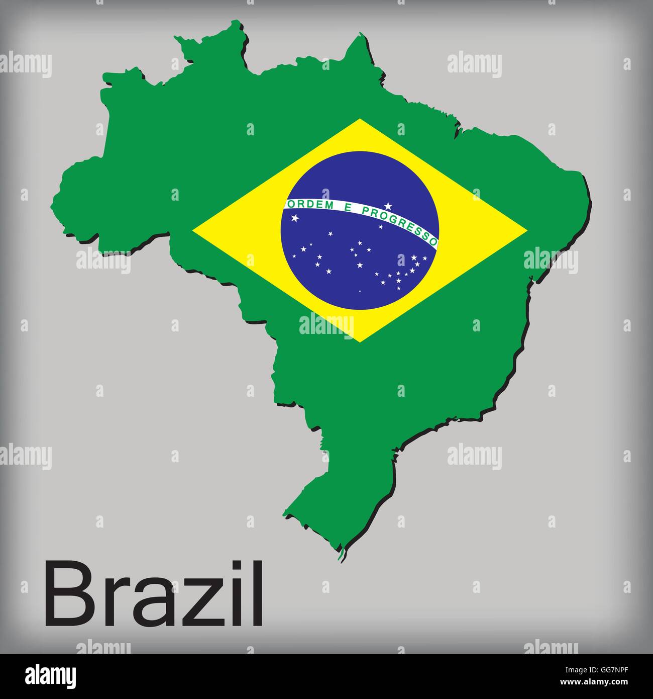 an isolated map of brazil with its flag and text Stock Vector Image ...