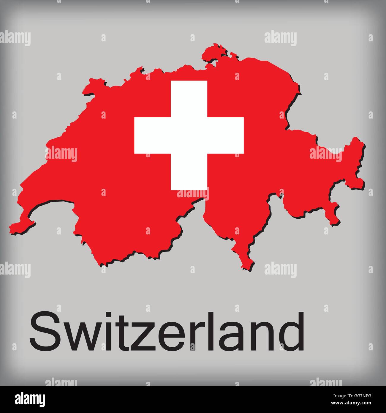 an isolated map of switzerland with its flag and text Stock Vector ...