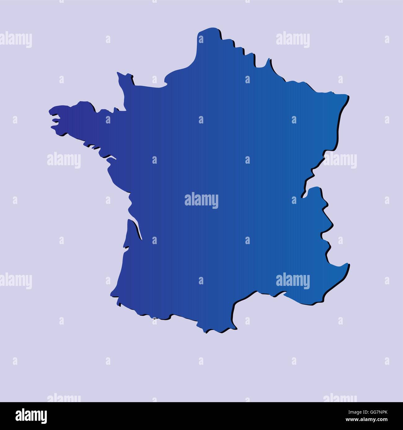 an isolated blue map of france on a light blue background Stock Vector ...