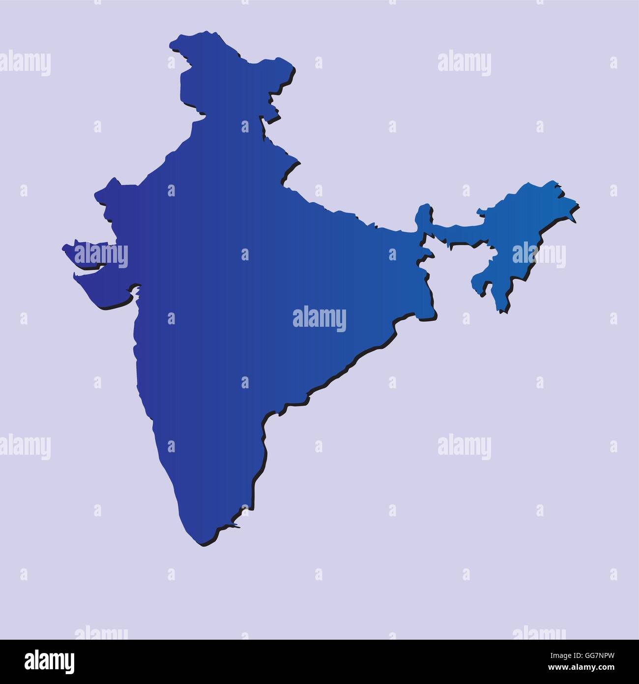 an isolated blue map of india on a light blue background Stock Vector ...