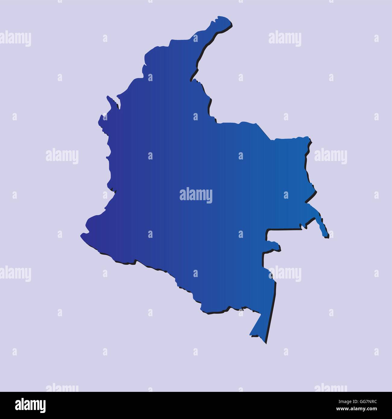 an isolated blue map of colombia on a light blue background Stock ...