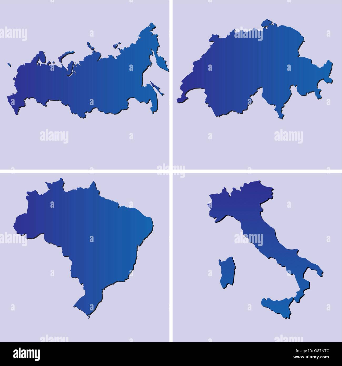 blue maps of brazil, russia, italy, and switzerland on light blue backgrounds Stock Vector Image ...