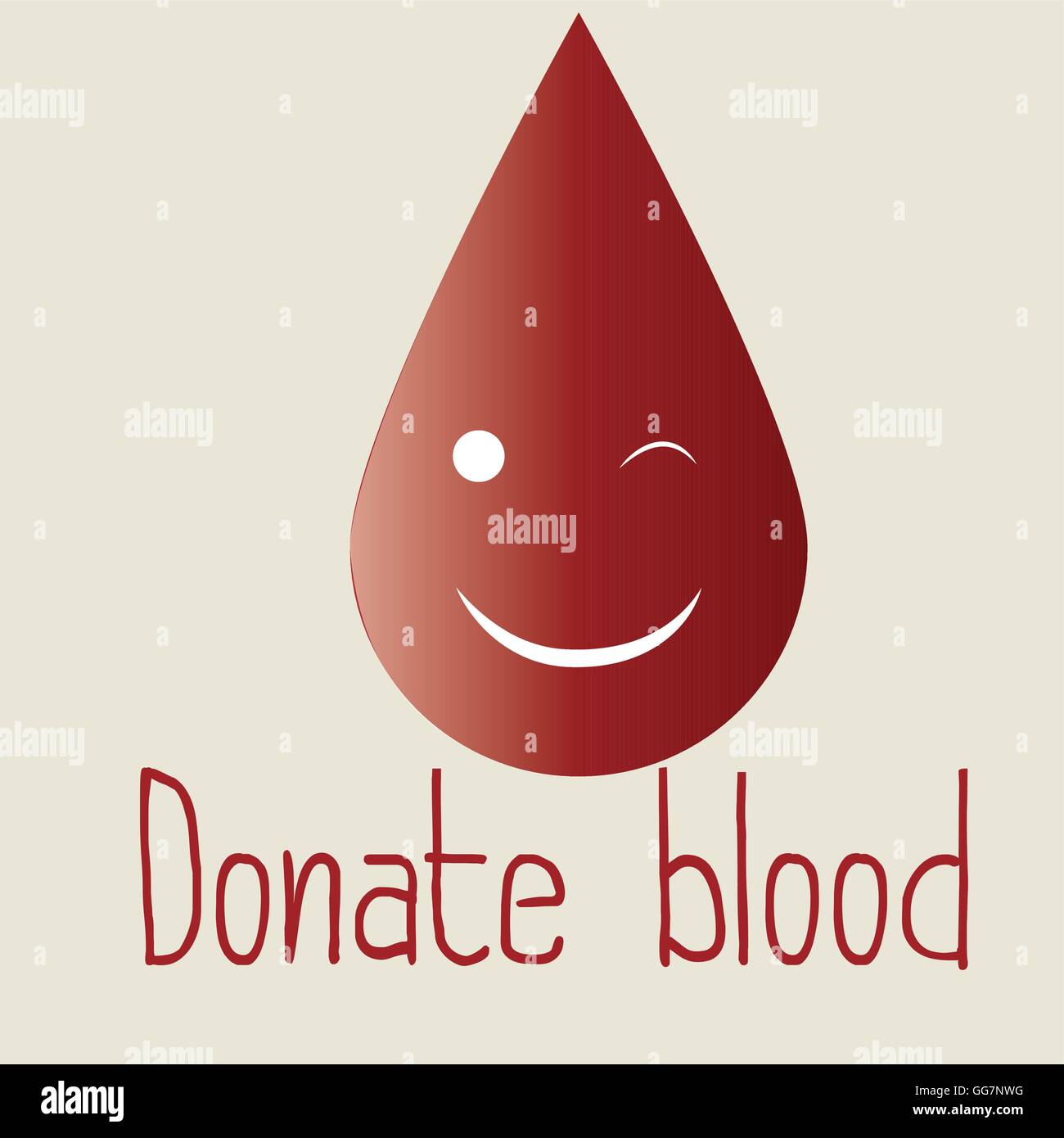 an isolated drop of blood with a happy face and text Stock Vector Image ...