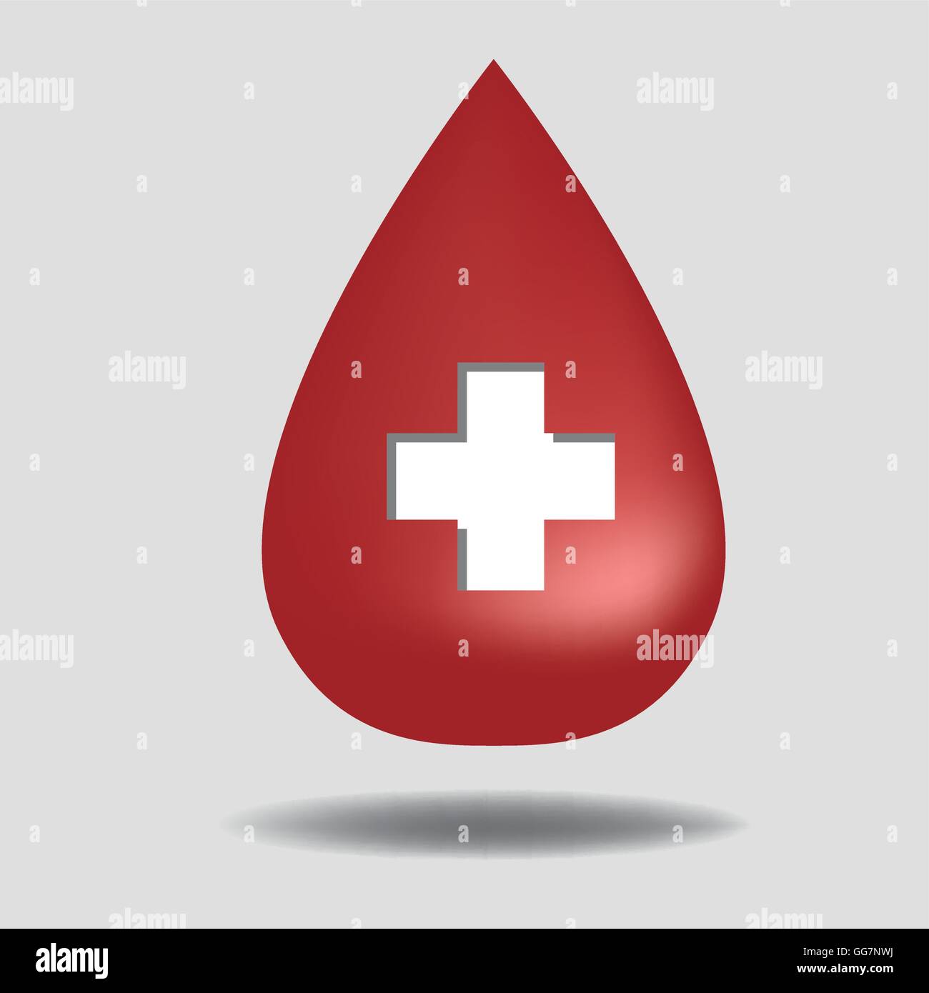 an isolated red drop of blood with a white cross Stock Vector Image ...