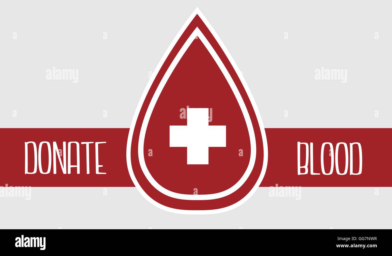 an isolated red drop of blood with a white silhouette of a cross and ...