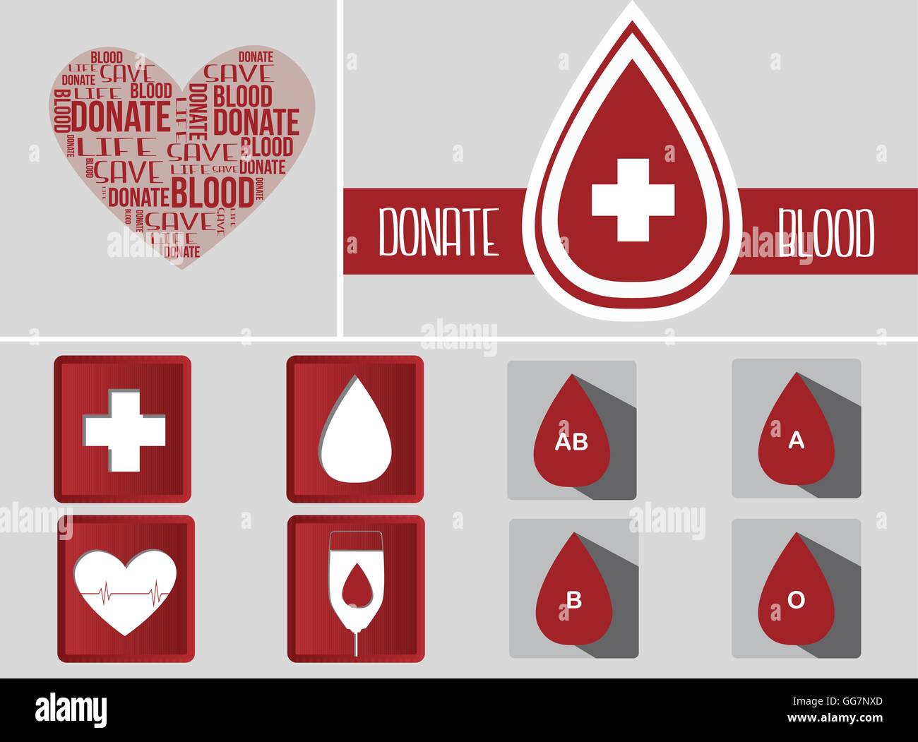 a set of grey backgrounds with different elements related to blood ...