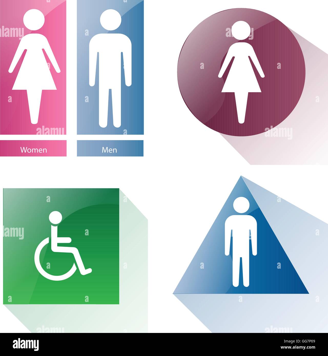 a set of different bathroom signals on a white background Stock Vector ...