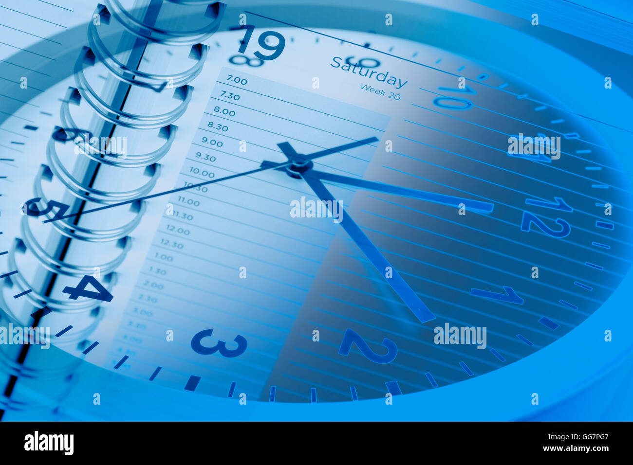 Clock face and diary calendar Stock Photo - Alamy