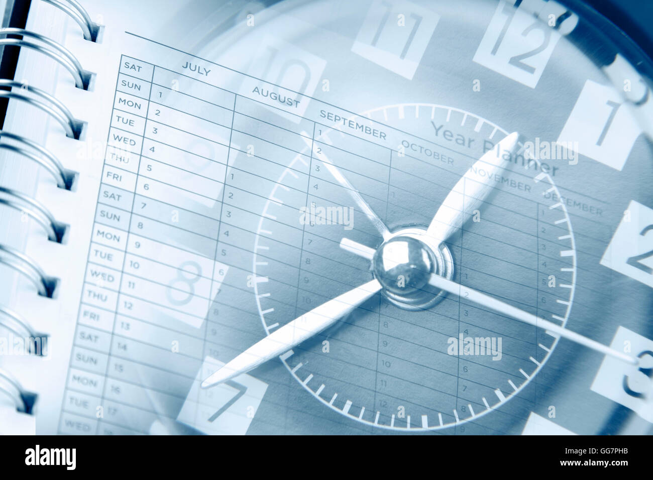 Clock face and diary calendar Stock Photo - Alamy