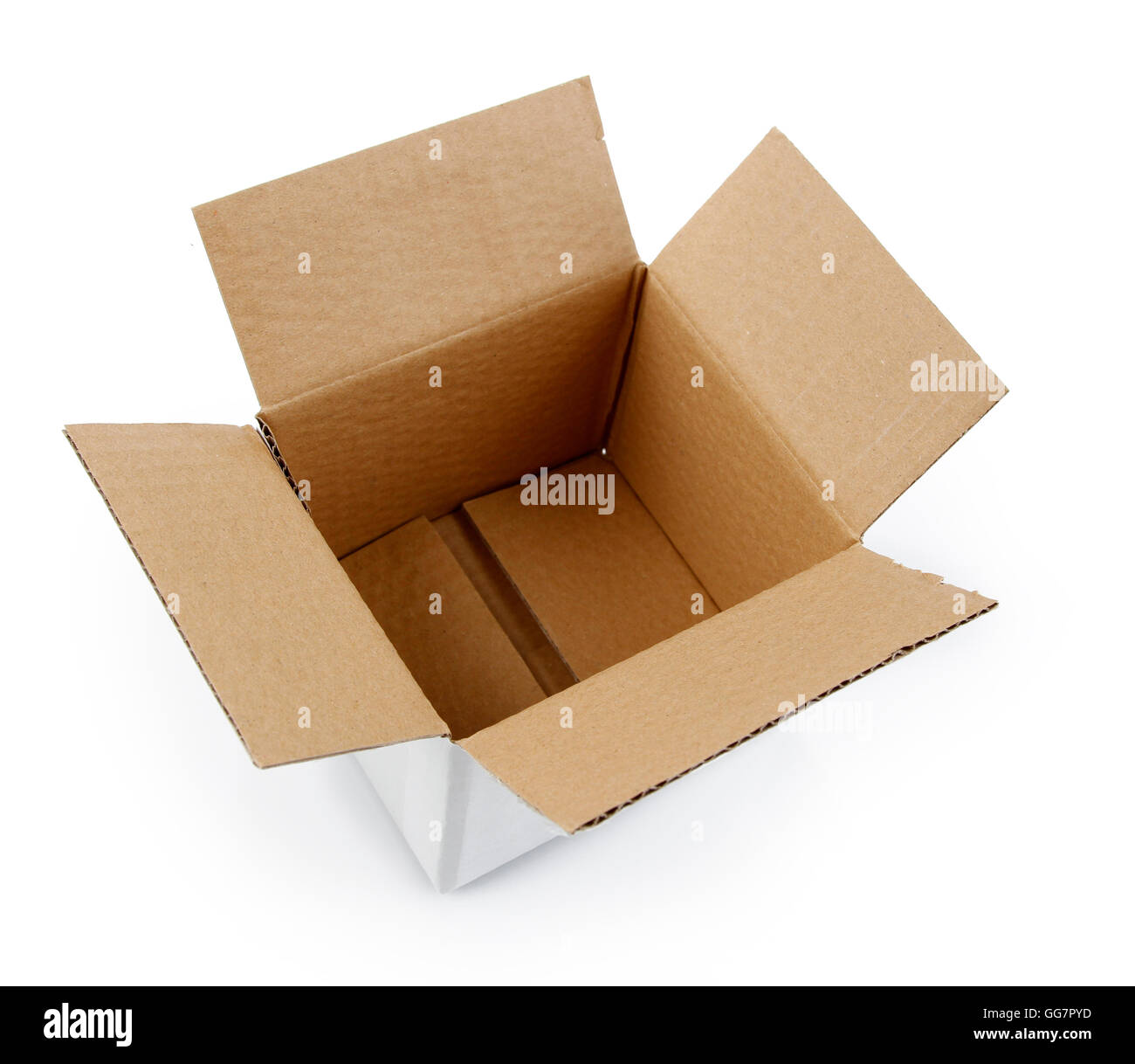Open cardboard box on plain background Stock Photo - Alamy