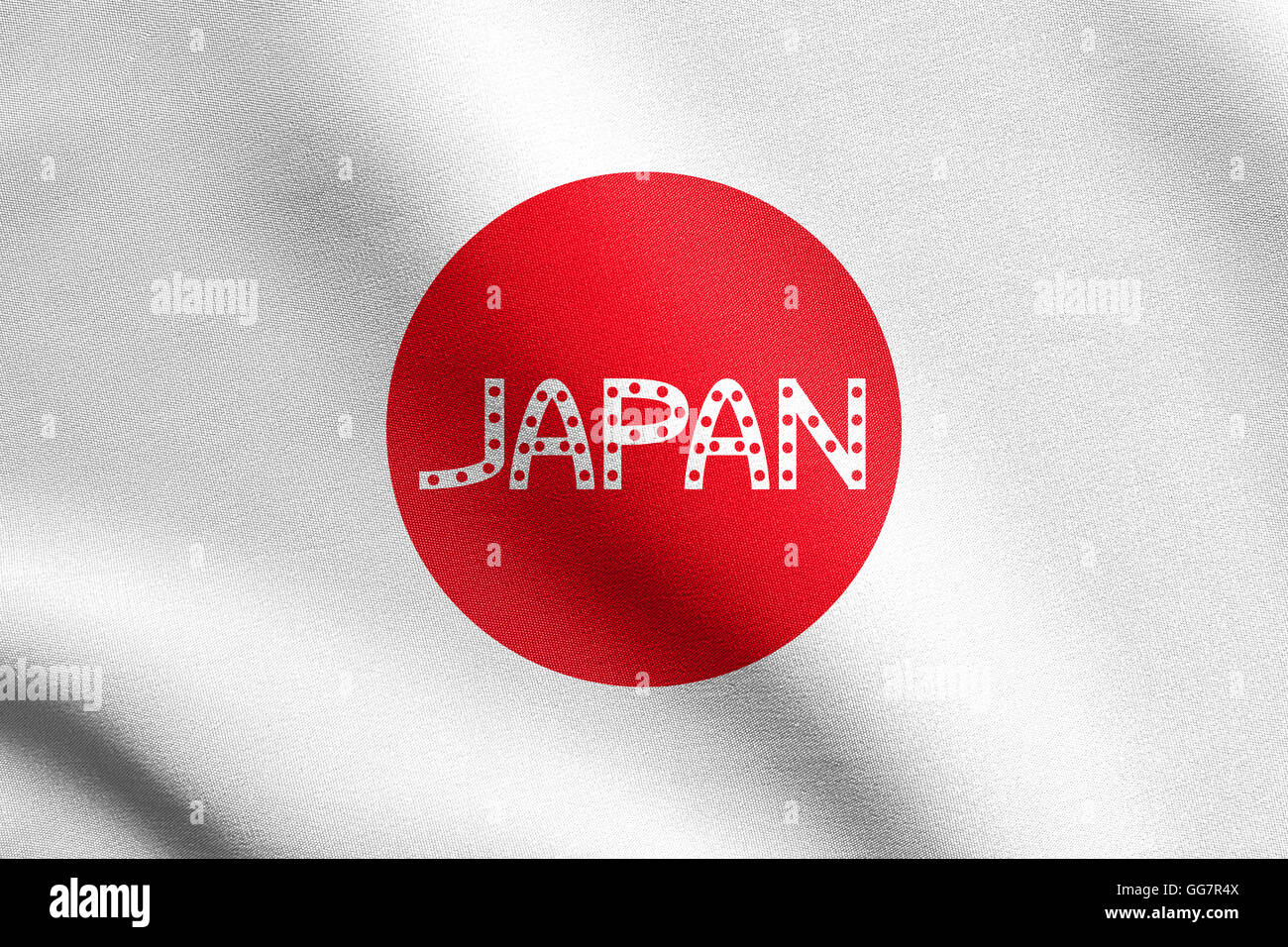 Flag of Japan waving in the wind with detailed fabric texture. Japanese ...