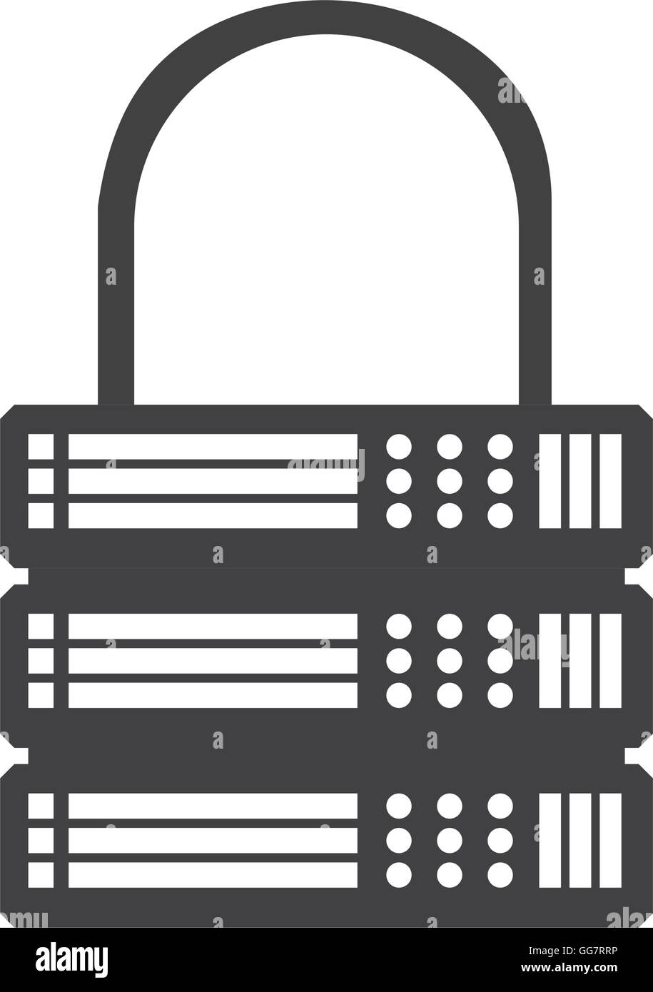 Padlock data center security system protection icon. Vector grap Stock ...