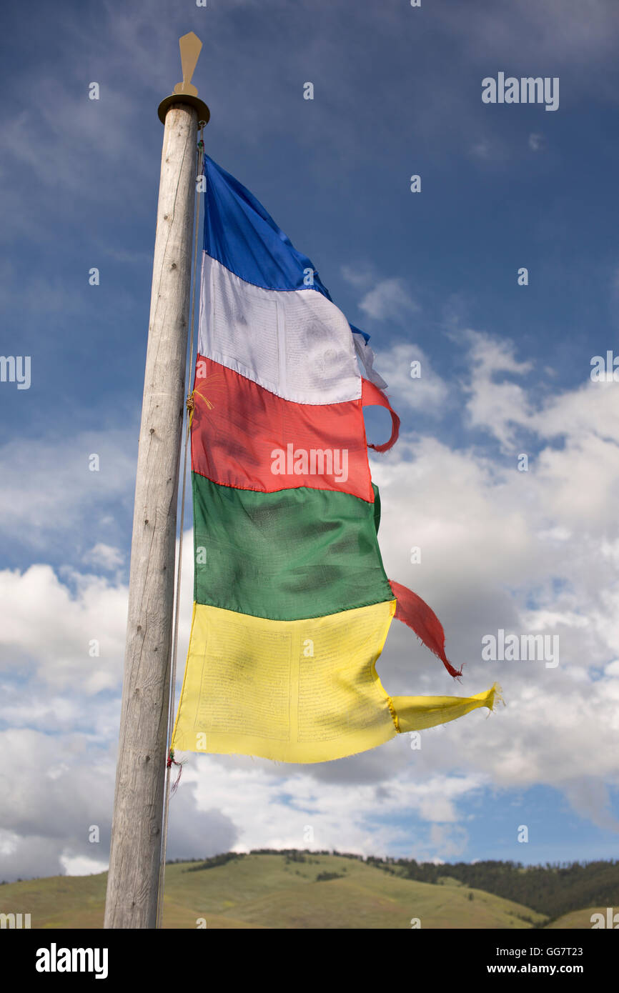 Prayer flags blowing in the wind Stock Photo - Alamy