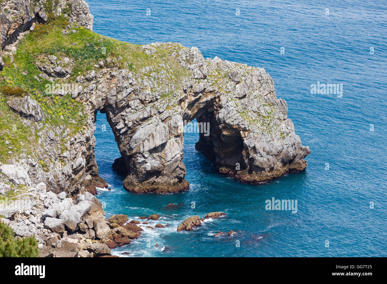 Part of rock of Gaztelugatxe island. Biscay, Basque Country (Spain ...