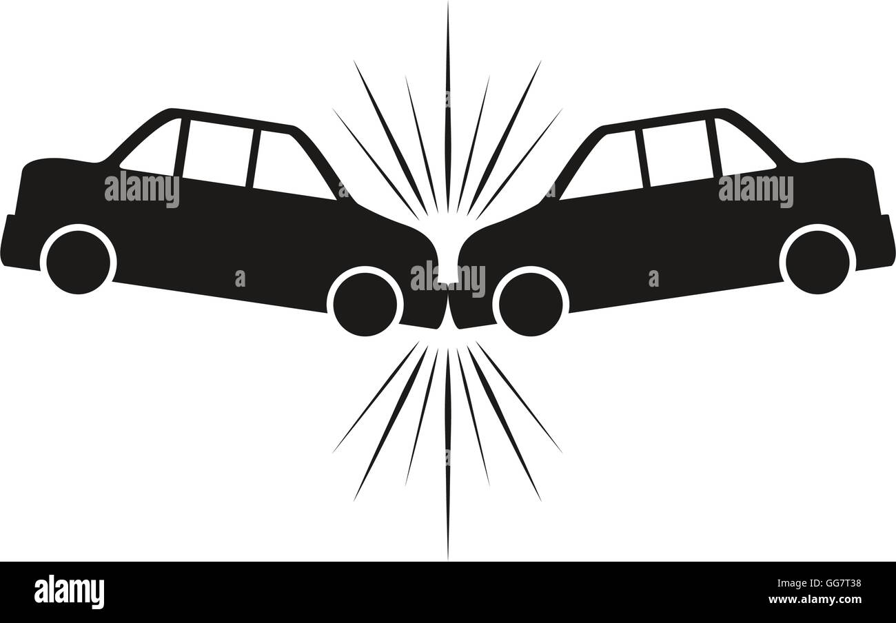 car accident silhouette vehicle insurance icon. Vector graphic Stock ...