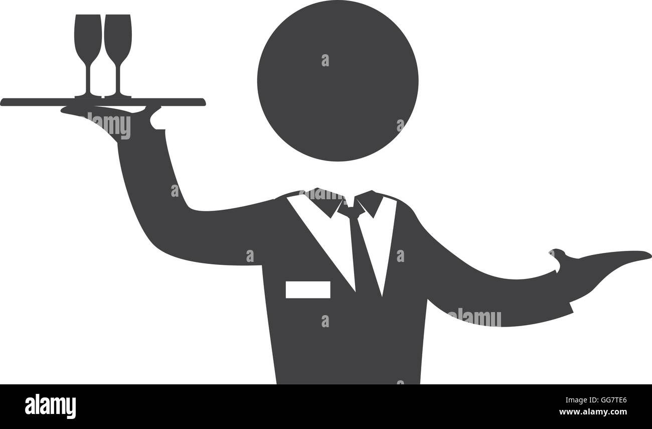 Waiter cup male pictogram suit person icon. Vectorg graphic Stock ...