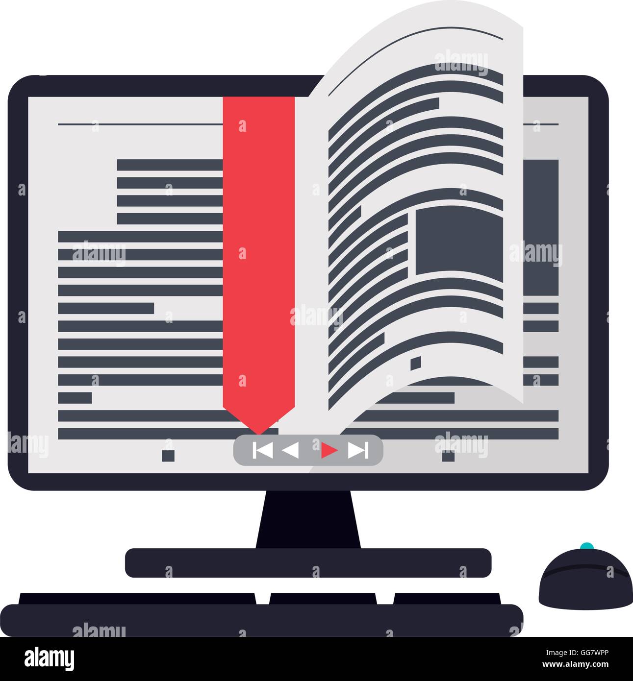 ebook computer online reading internet icon. Vector graphic Stock ...