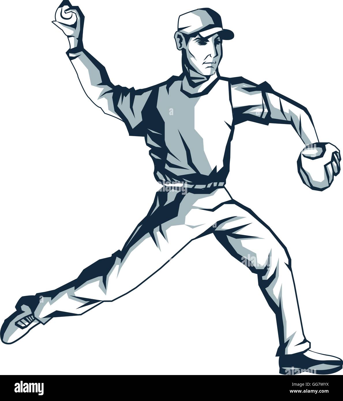 Baseball pitcher throwing pitch Stock Vector Images - Alamy