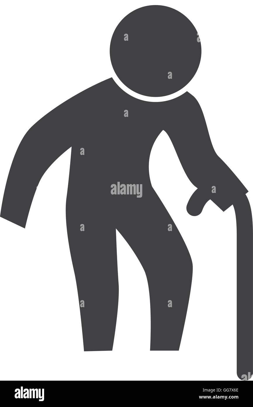 grandfather old pictogram action male man silhouette icon. Vecto Stock ...