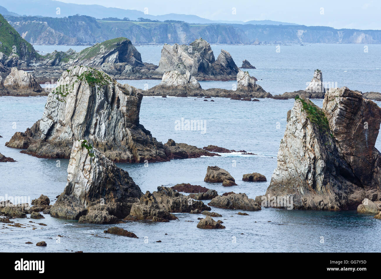 Rocks near Silencio beach (Spain). Atlantic Ocean coastline landscape ...