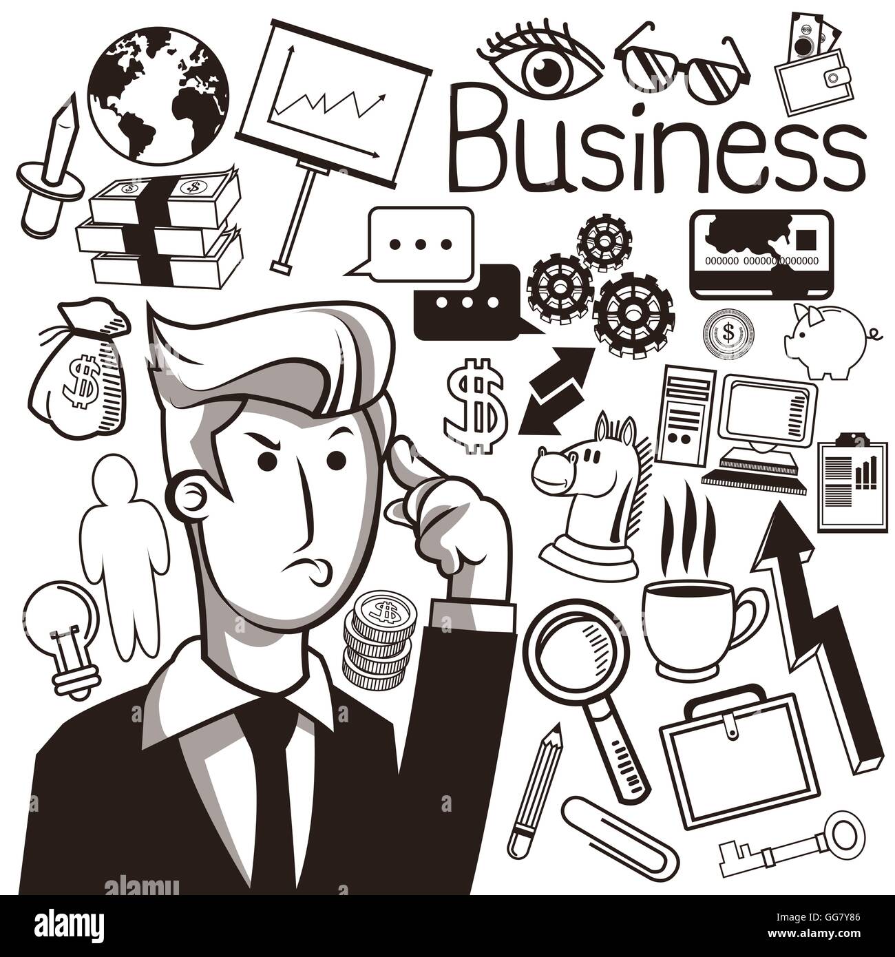 Businessman ideas and icon set. Business. Vector graphic Stock Vector ...