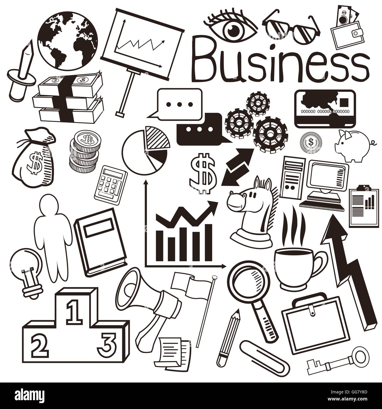 Background and icon set. Business. Vector graphic Stock Vector Image ...