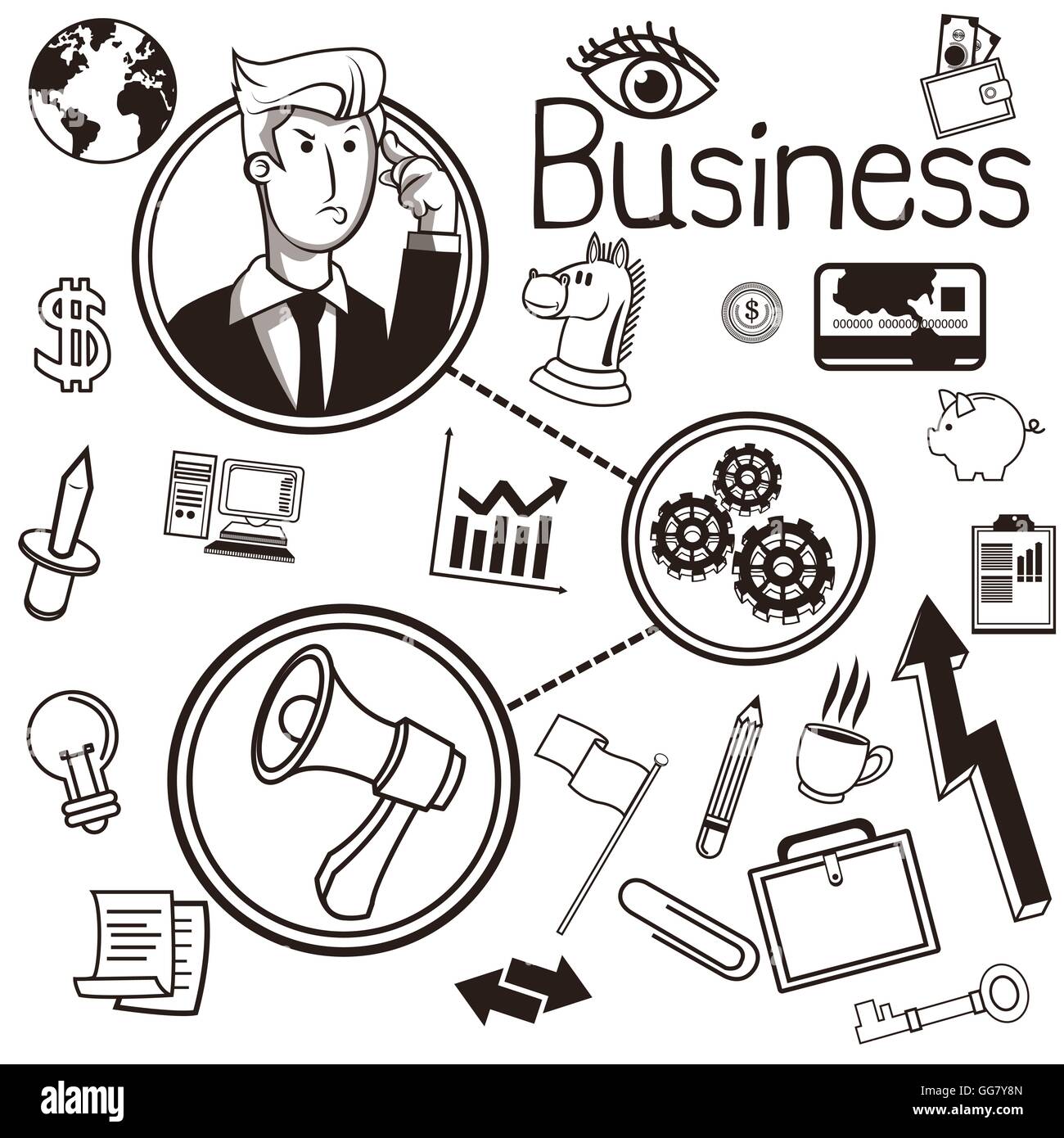 Businessman ideas and icon set. Business. Vector graphic Stock Vector ...