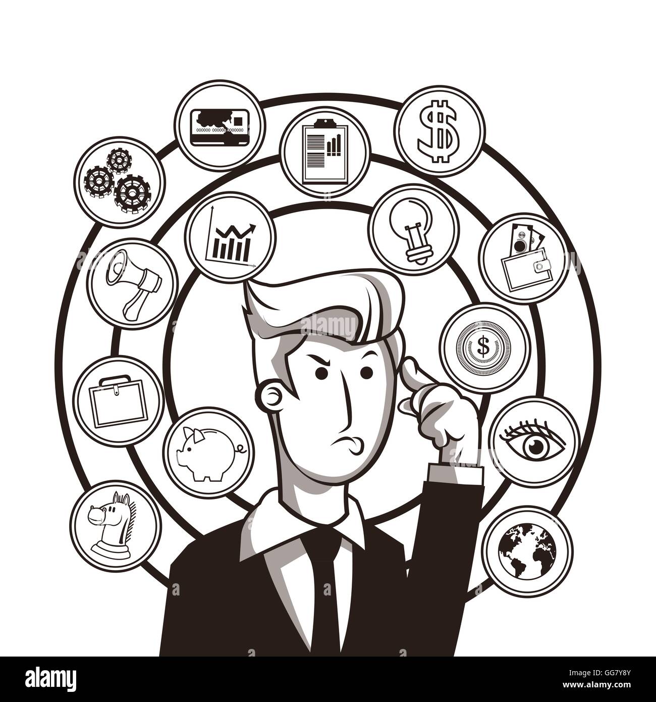 Businessman ideas and icon set. Business. Vector graphic Stock Vector ...