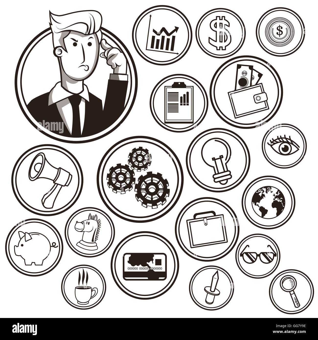 Businessman ideas and icon set. Business. Vector graphic Stock Vector ...