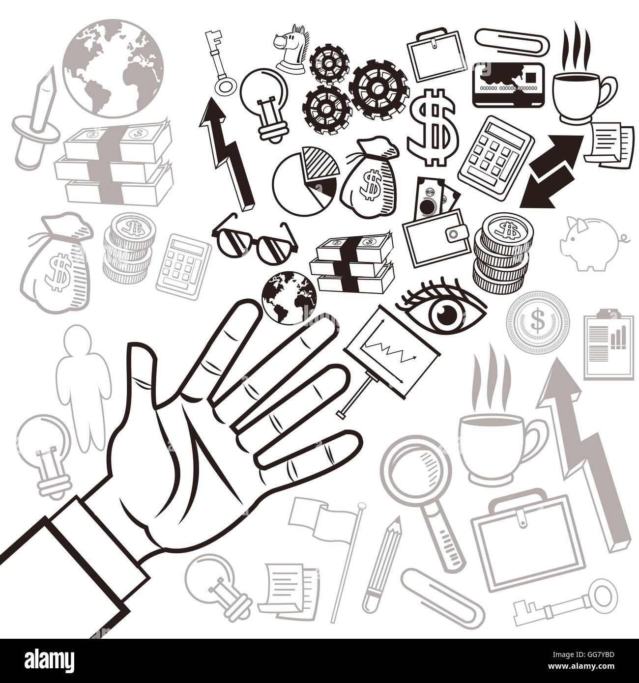 Business hand and icon set. Business. Vector graphic Stock Vector Image ...