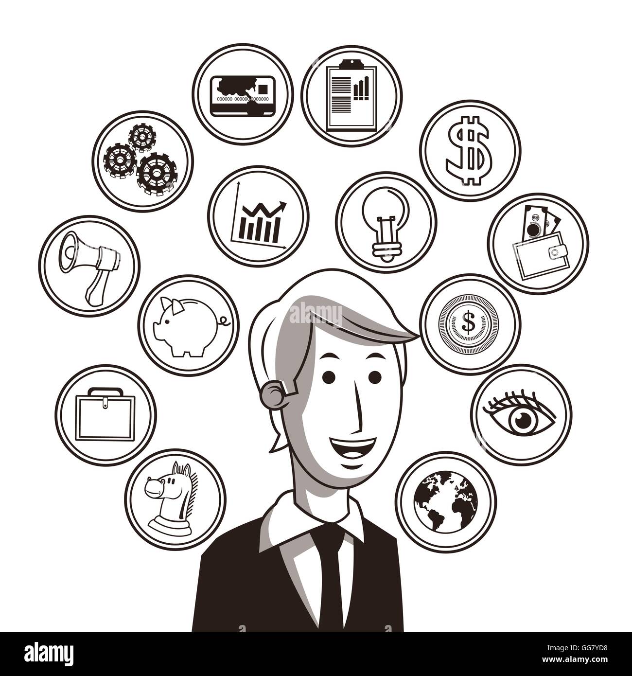 Businessman ideas and icon set. Business. Vector graphic Stock Vector ...