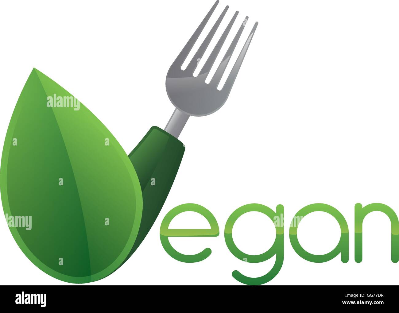 fork leaf green vegan organic icon. Vector graphic Stock Vector Image ...