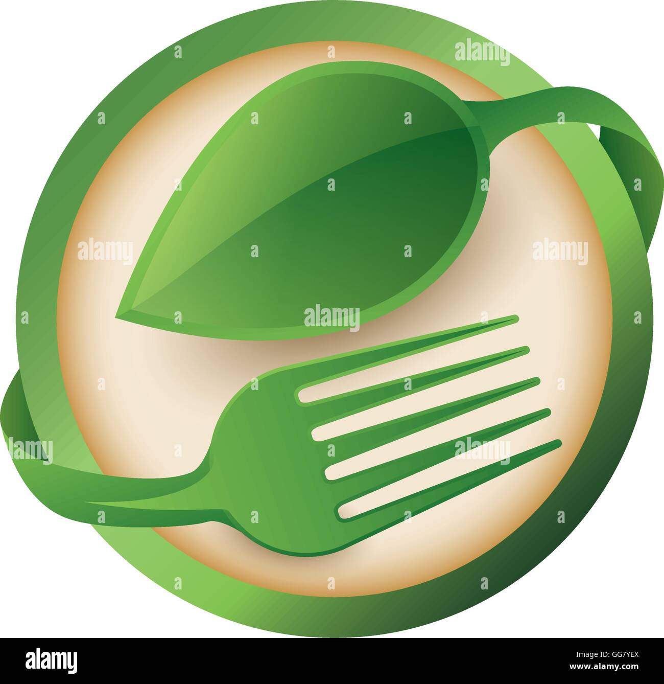 fork leaf green vegan organic icon. Vector graphic Stock Vector Image ...