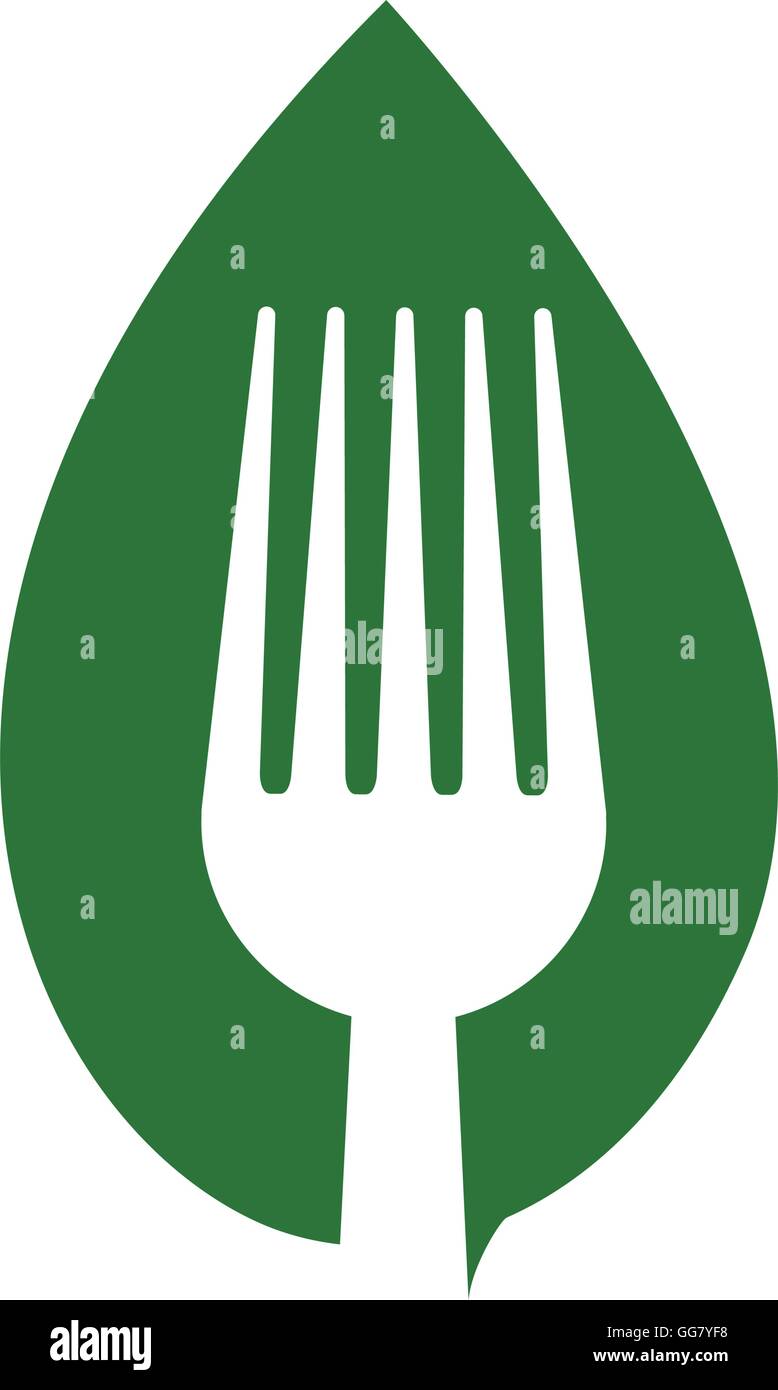 fork leaf green vegan organic icon. Vector graphic Stock Vector Image ...