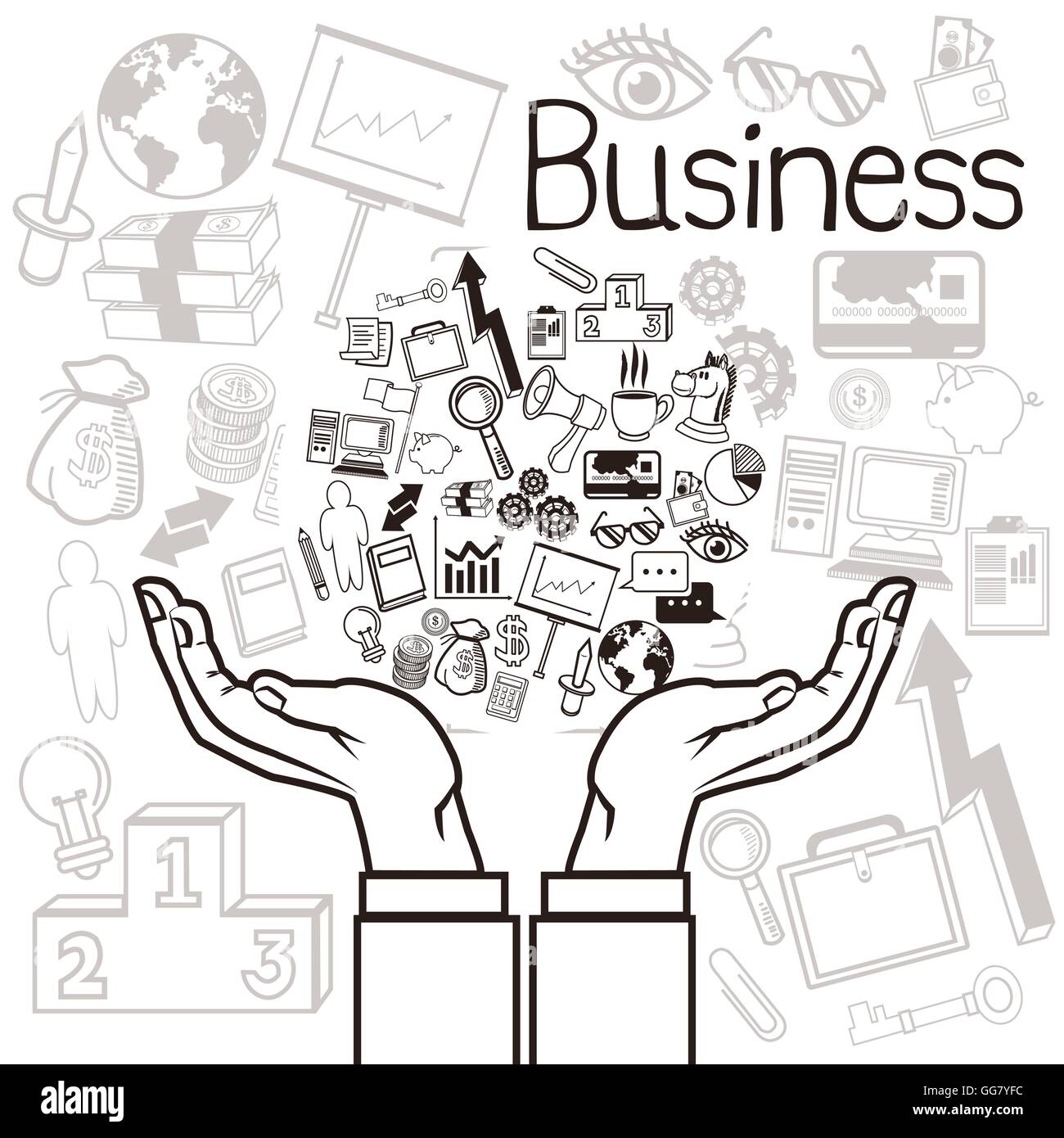 Business hand and icon set. Business. Vector graphic Stock Vector Image ...