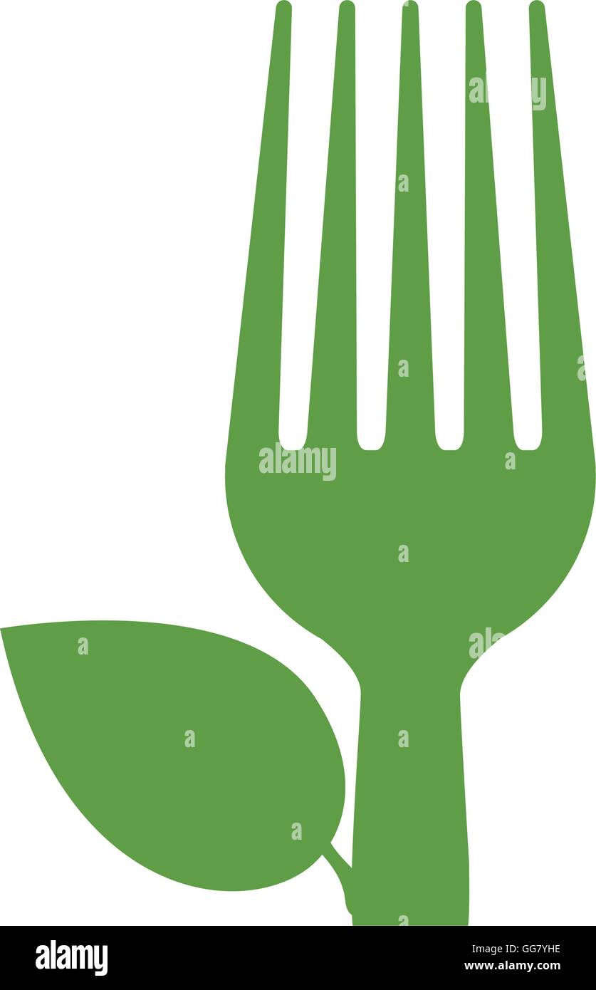 fork leaf green vegan organic icon. Vector graphic Stock Vector Image ...