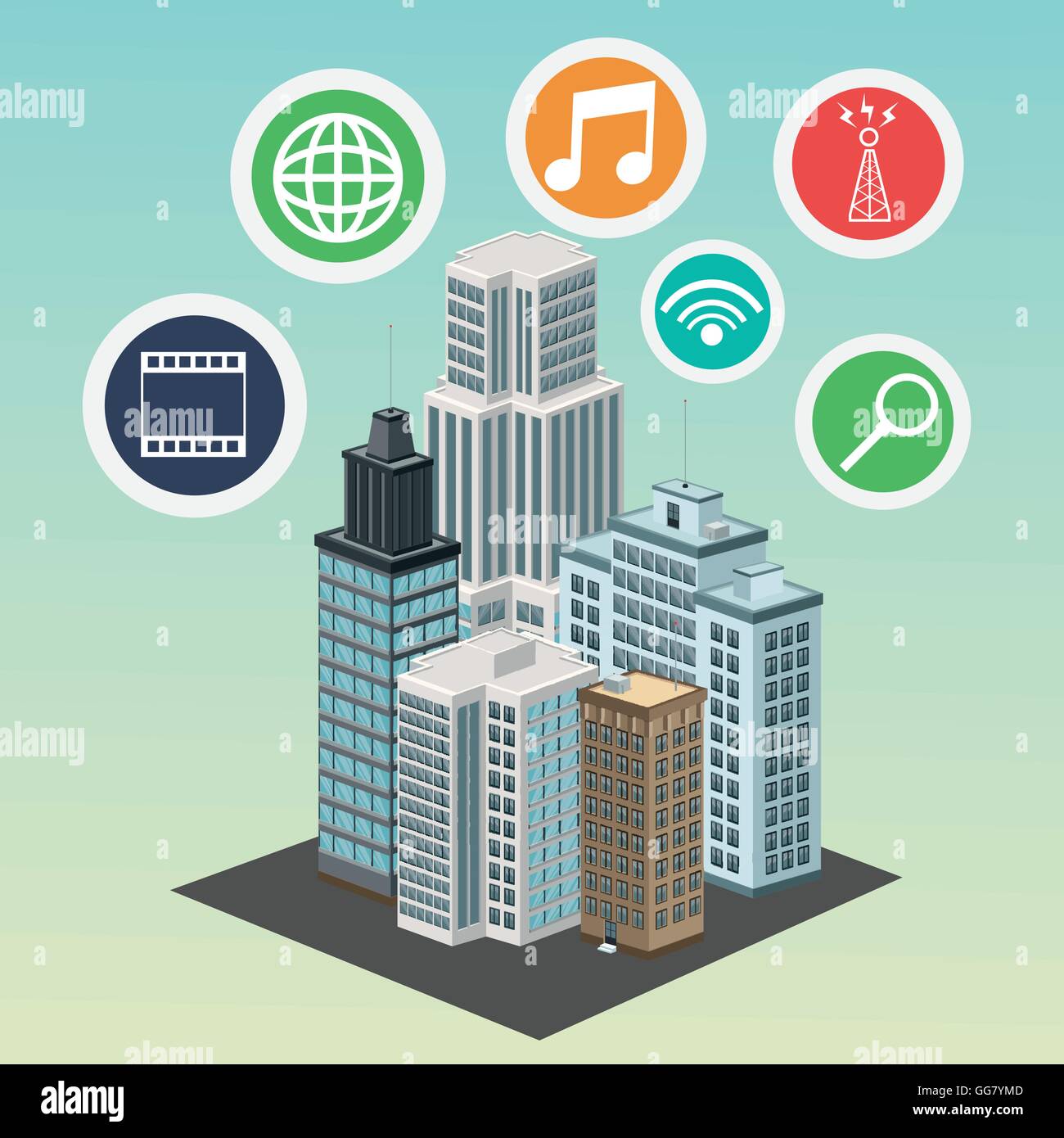 apps building smart city icon. Vector graphic Stock Vector Image & Art ...