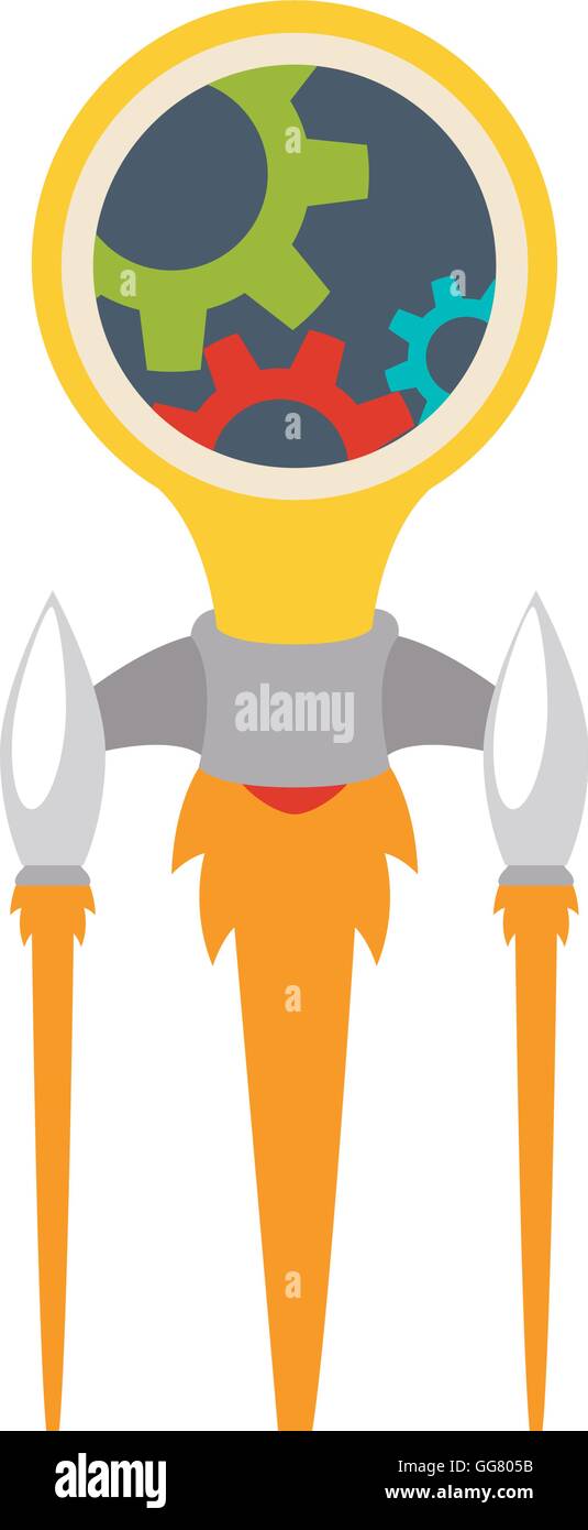 light bulb rocket start up innovation icon. Vector graphic Stock Vector ...