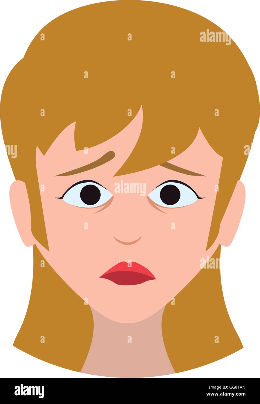 face sad woman expression cartoon icon. Vector graphic Stock Vector ...