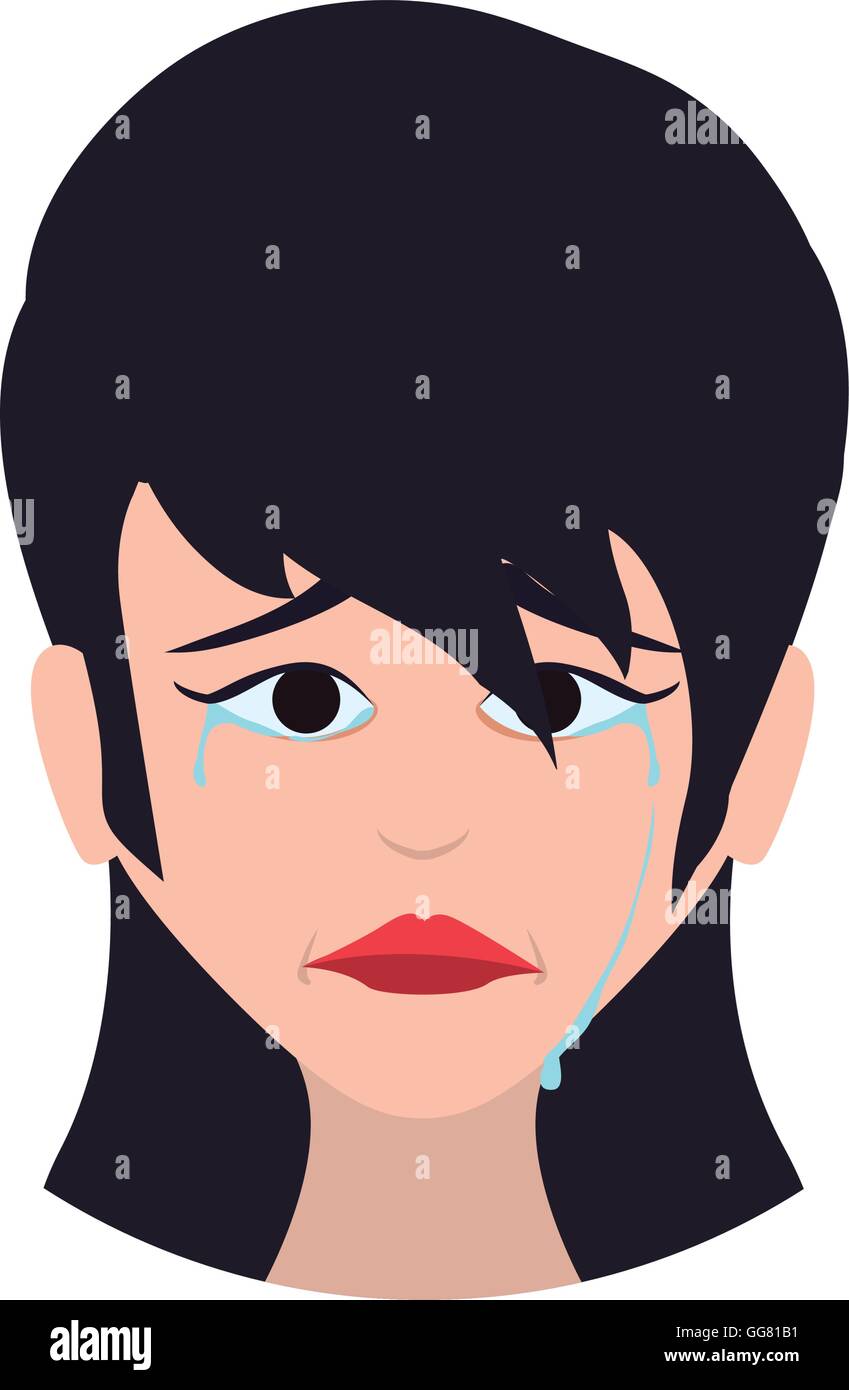 face sad woman expression cartoon icon. Vector graphic Stock Vector ...