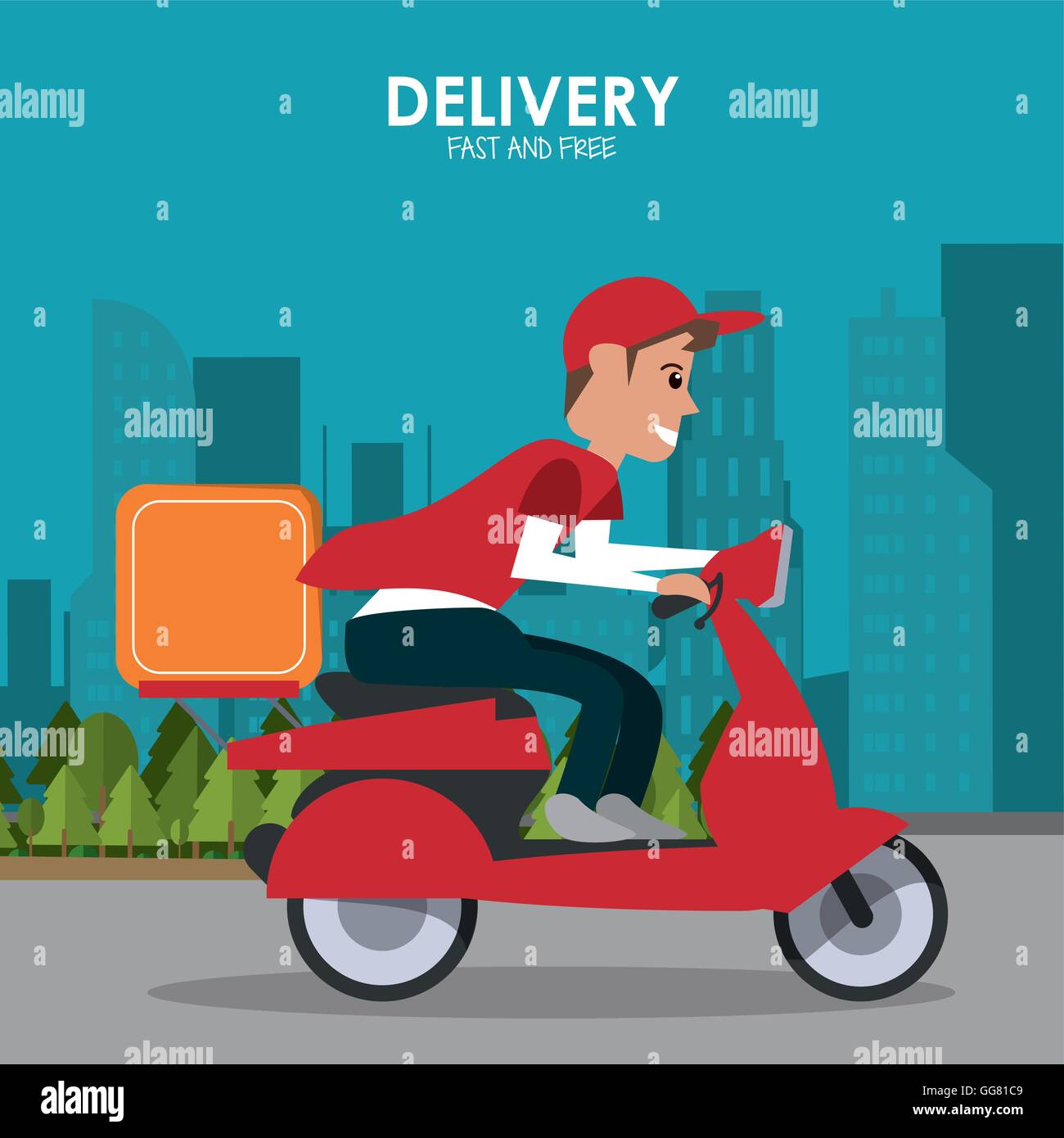 red motorcyle and package icon. Delivery and Shipping. Vector gr Stock ...