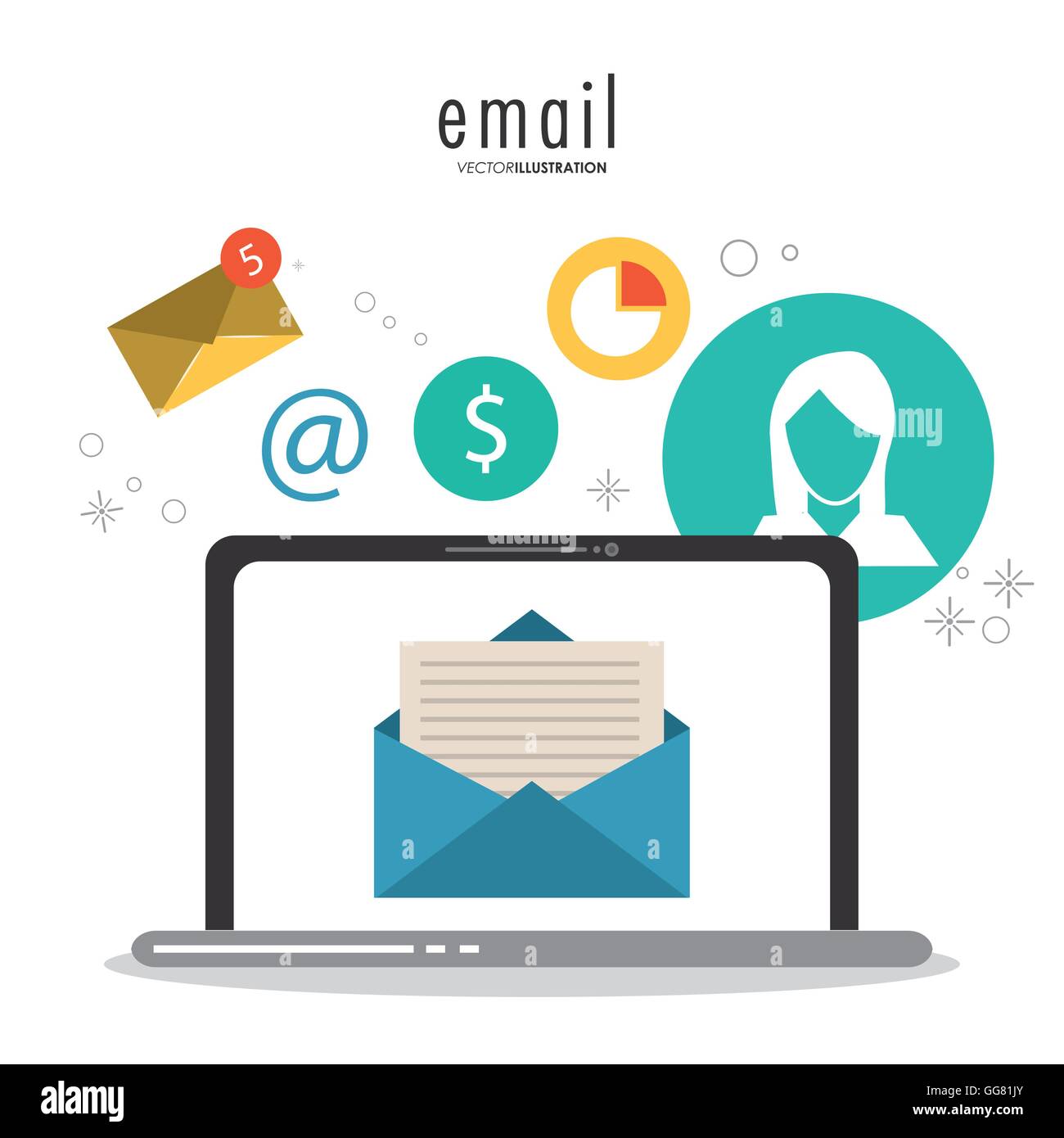 envelope and laptop icon. Email design. Vector graphic Stock Vector ...