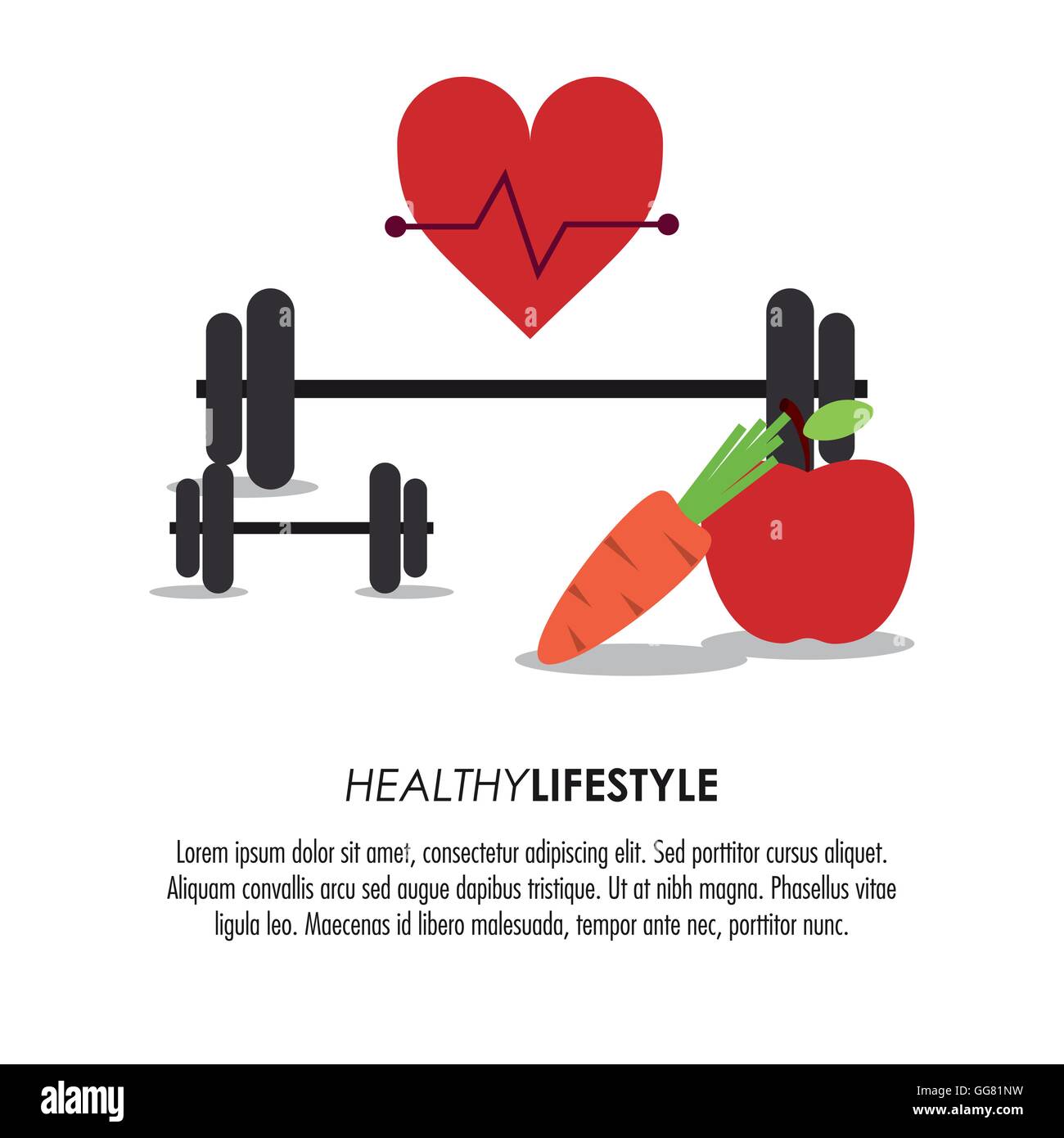 weight heart apple carrot icon. Healthy lifestyle design. Vector Stock ...