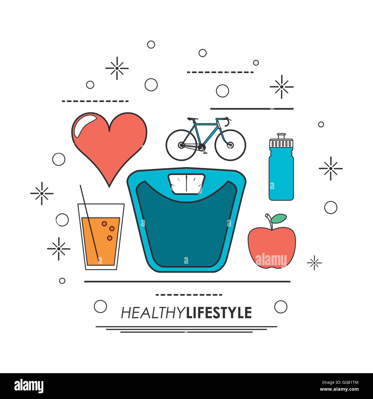 weight heart juice bike icon. Healthy lifestyle design. Vector g Stock Vector Image & Art - Alamy